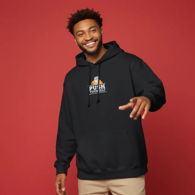 Gym Motivation Inspired Black Hoodie for Men | Push Yourself | Kattar ...