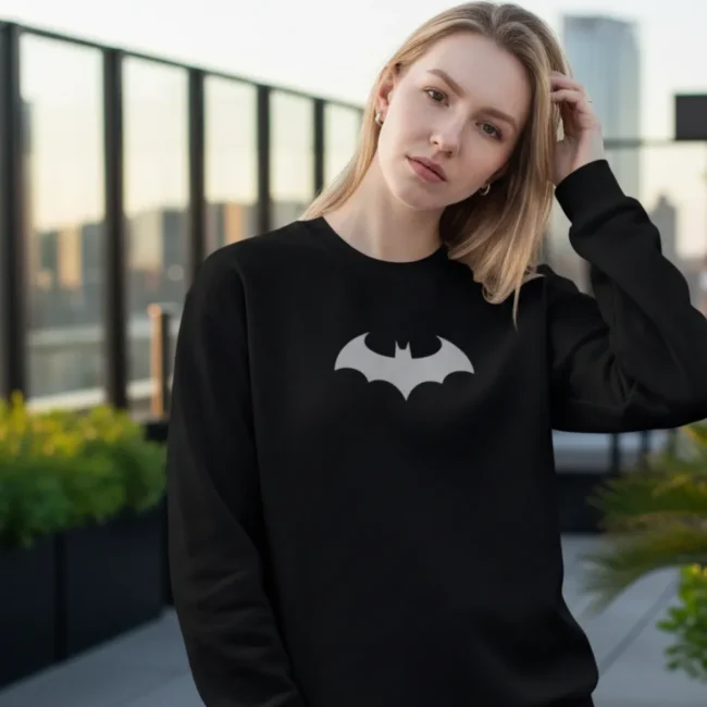 Batman Inspired Black Sweatshirt for Women | Kattar Clothing