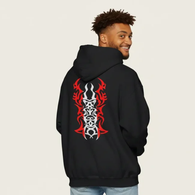 Biker Inspired Curves Black Hoodie for Men | Kattar Clothing