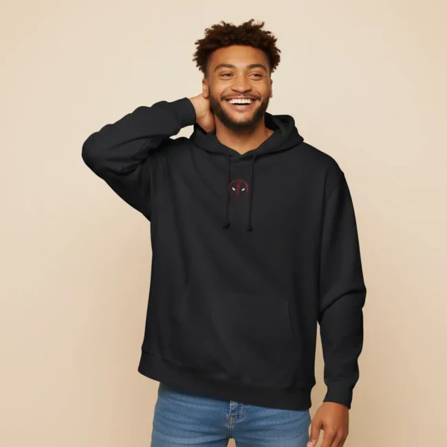 Deadpool Logo Inspired Black Hoodie for Men | Kattar Clothing