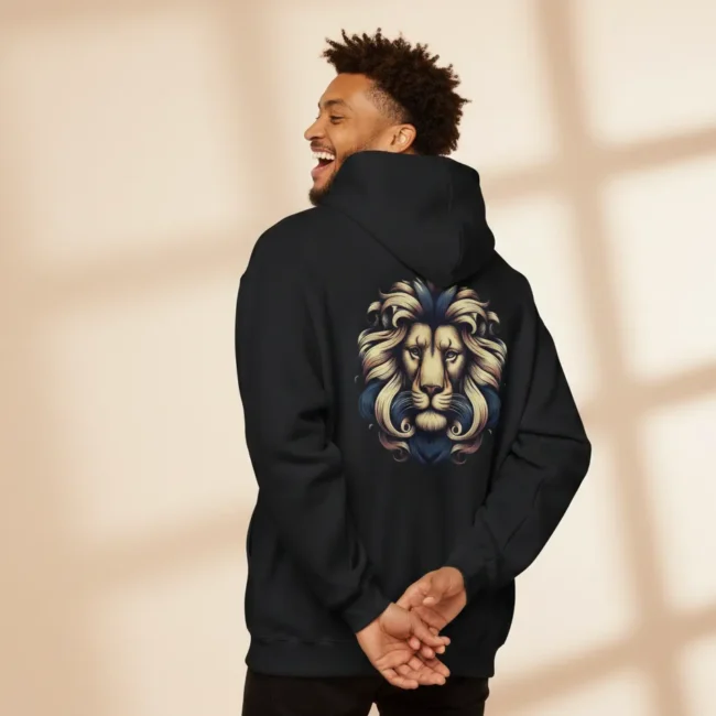 Lion Inspired Black Hoodie for Men | Kattar Clothing