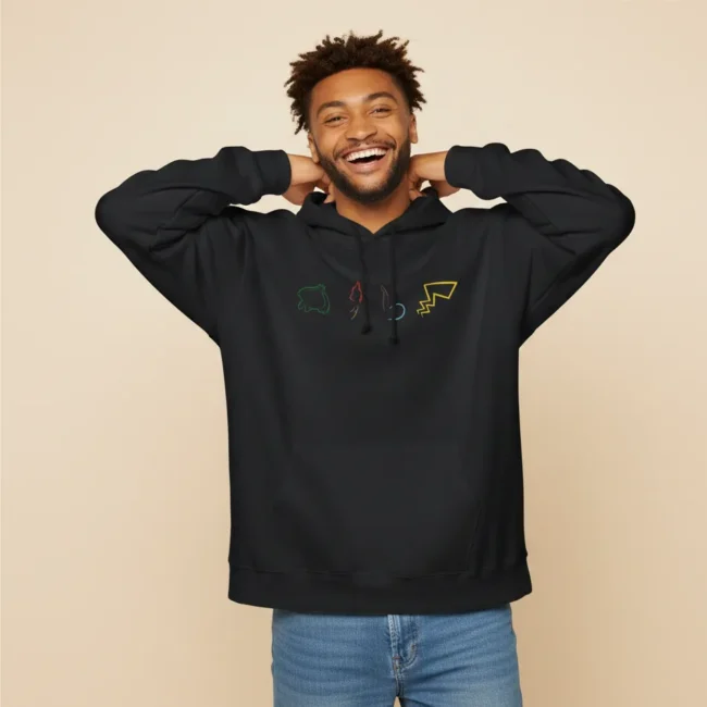 Pikachu Inspired Black Hoodie for Men | Kattar Clothing