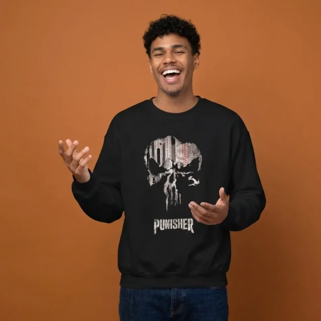 Punisher Inspired Black Sweatshirt for Men | Kattar Clothing