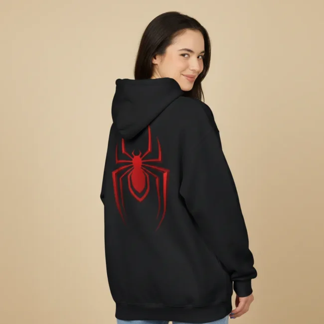 Spider-Man Inspired Black Hoodie for Women | Kattar Clothing