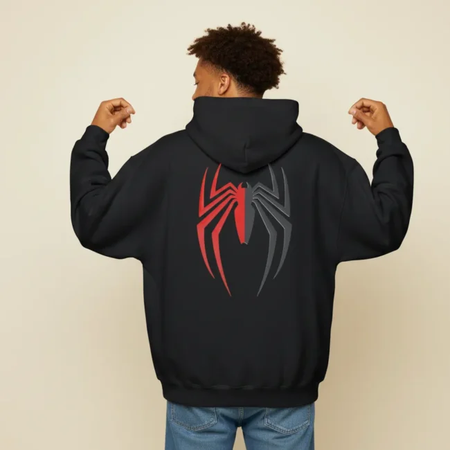 Spider-Man & Venom Inspired Black Hoodie for Men | Kattar Clothing